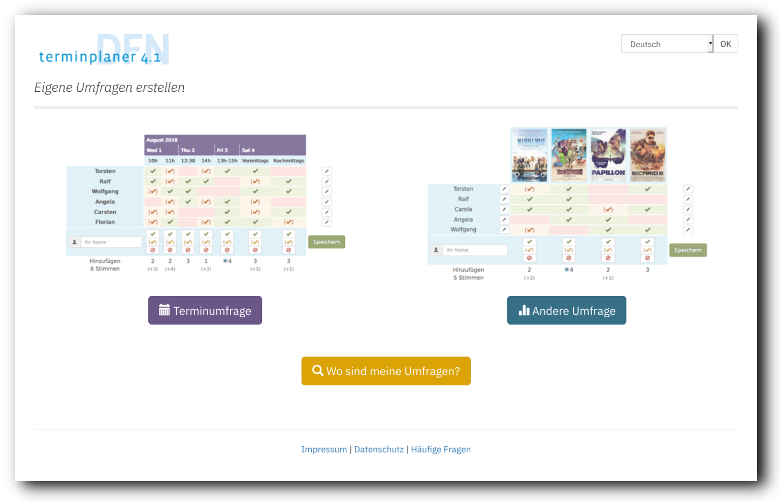 DFN-Terminplaner – Umfragen und Abstimmungen – Studytools